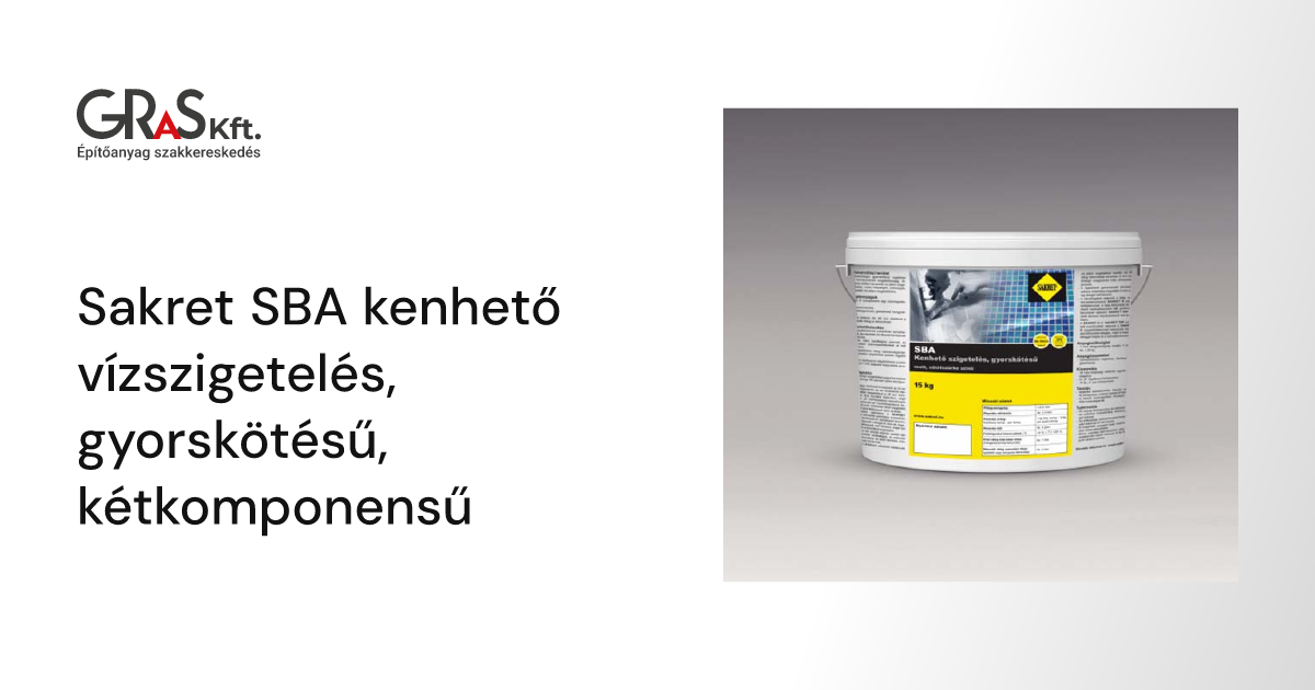 Sakret SBA kenhető vízszigetelés, gyorskötésű, kétkomponensű 10 kg + 5 ...